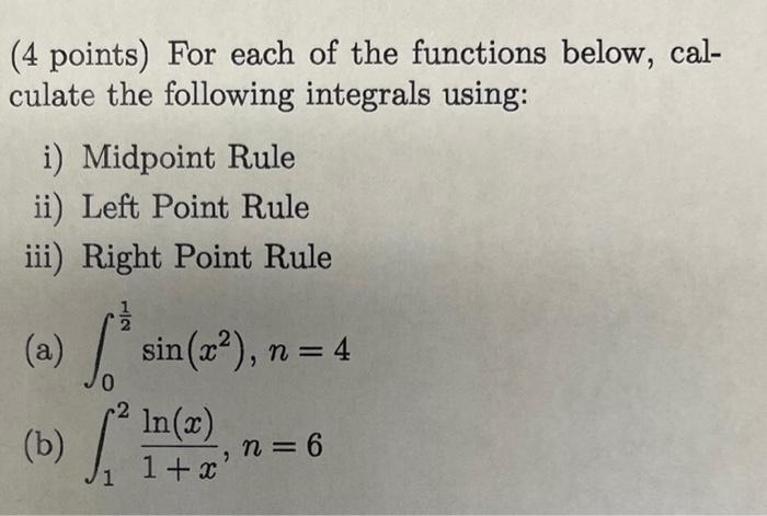 Solved (4 points) For each of the functions below, cal- | Chegg.com