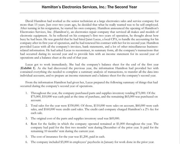 David Hamilton had worked as the senior technician at | Chegg.com