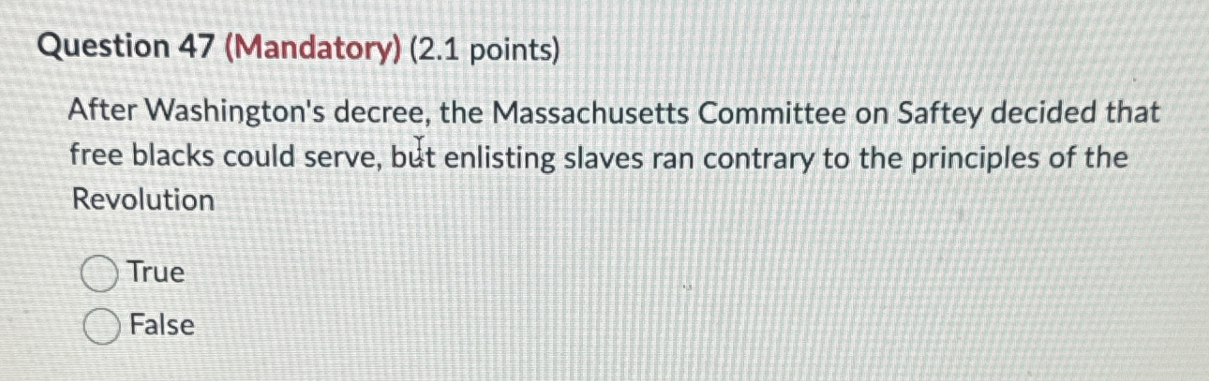 Solved Question 47 (Mandatory) (2.1 ﻿points)After | Chegg.com