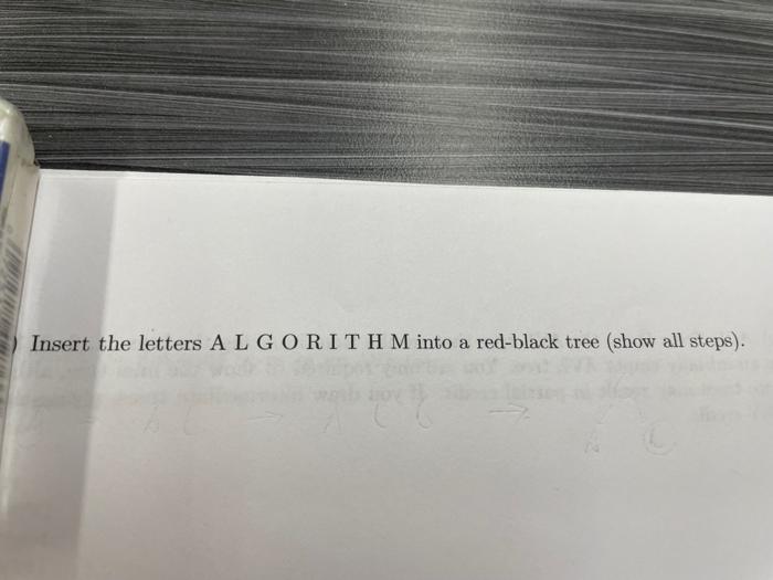 Solved Insert the letters ALGORITHM into a red-black tree | Chegg.com