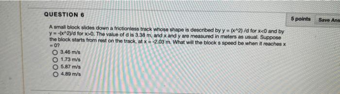 Solved A small block slides down a trictionless track whose | Chegg.com