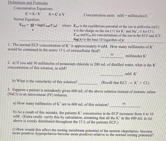 Solved Definitions and Formulas Concentration Equations: | Chegg.com ...