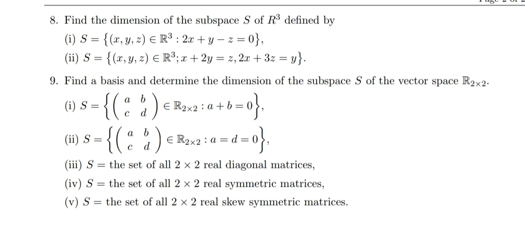 Solved Find the dimension of the subspace S ﻿of R3 ﻿defined | Chegg.com