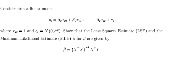 Solved Consider first a linear model | Chegg.com