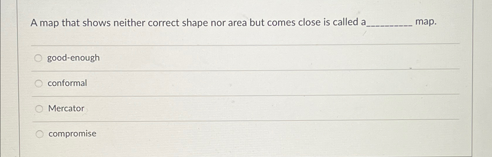 Solved A map that shows neither correct shape nor area but | Chegg.com