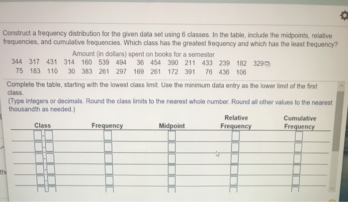 Solved Construct a frequency distribution for the given data | Chegg.com