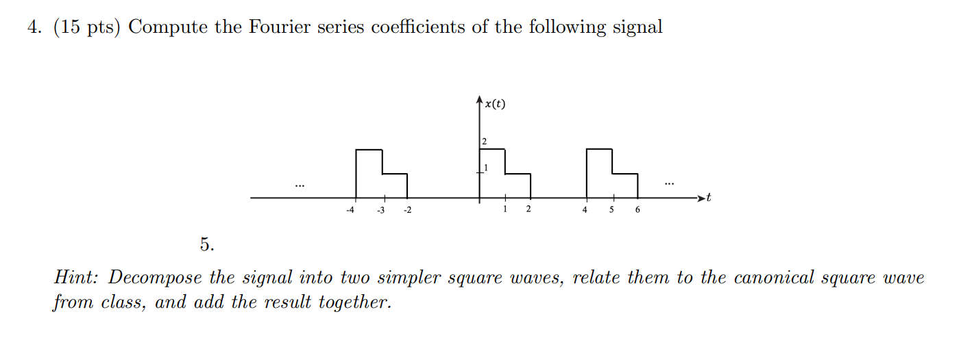 Solved (15 pts) Compute the Fourier series coefficients of | Chegg.com Solved (15 pts) Compute the Fourier series coefficients of | Chegg.com