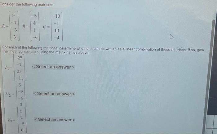 Consider the following matrices: | Chegg.com
