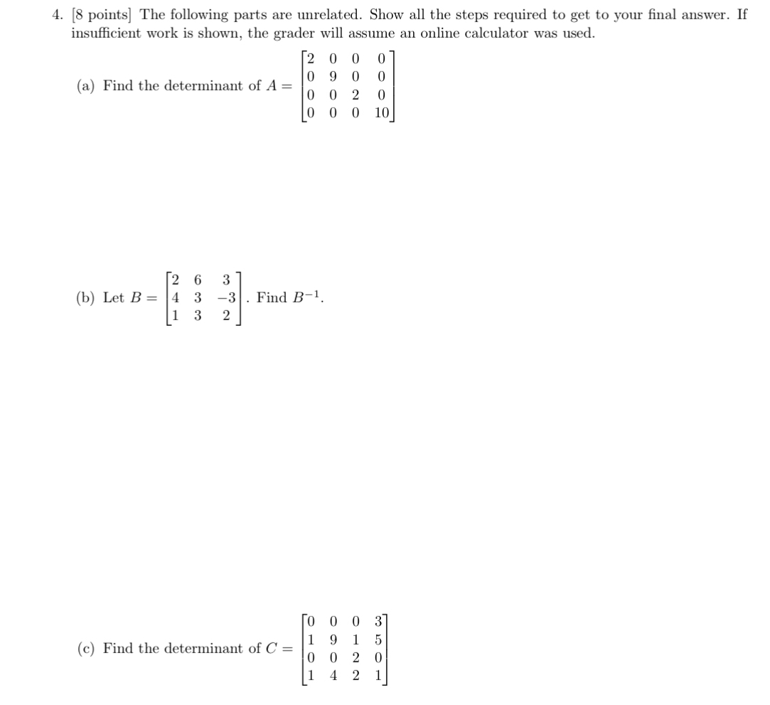 Solved [8 ﻿points] ﻿The following parts are unrelated. Show | Chegg.com
