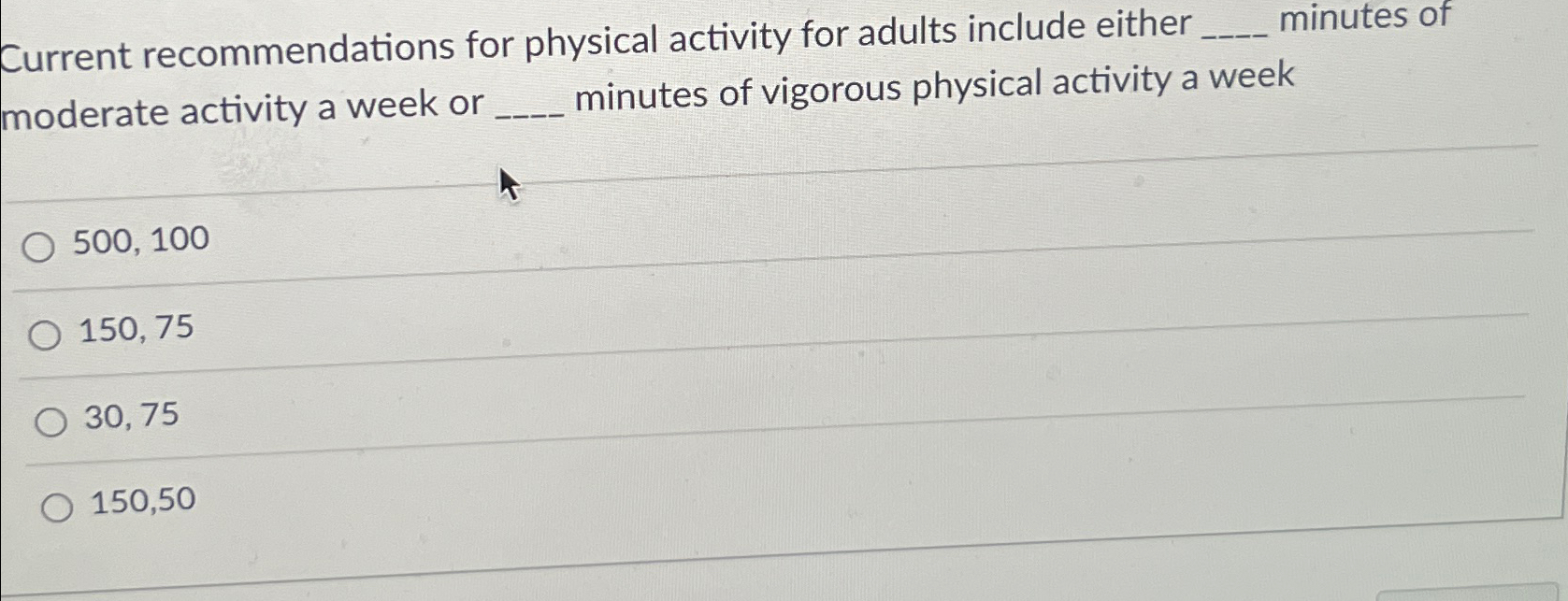 Solved Current recommendations for physical activity for | Chegg.com