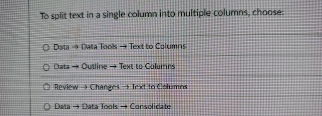 Solved To split text in a single column into multiple | Chegg.com