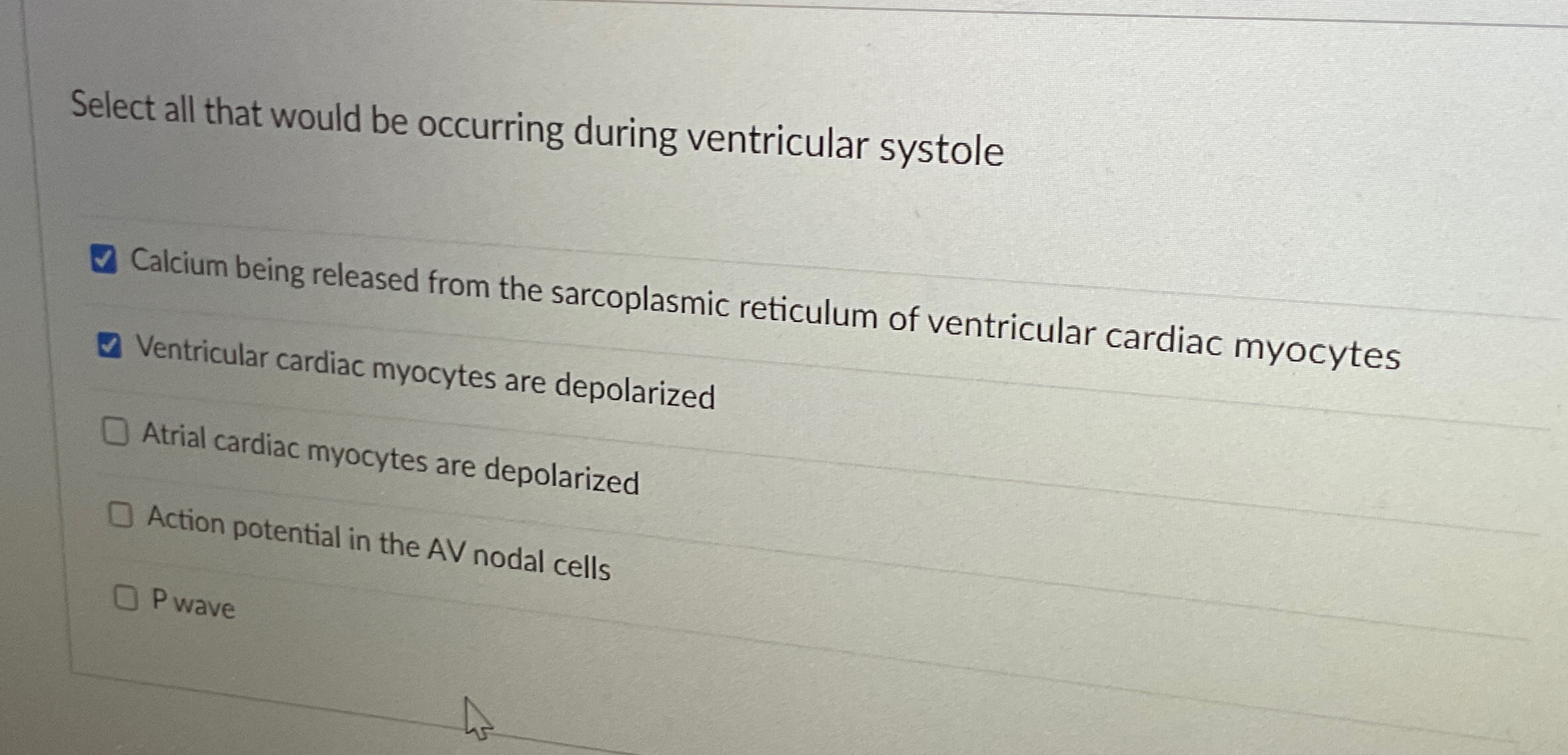 Solved Select all that would be occurring during ventricular | Chegg.com