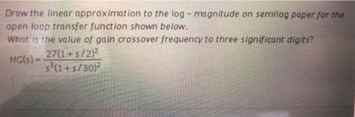 Solved Draw the linear approximation to the log -magnitude | Chegg.com