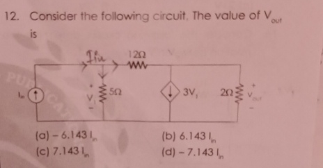 Solved Consider the following circuit, The value of Vout | Chegg.com