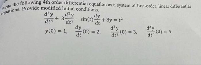 Solved write the following 4th order differential equation | Chegg.com
