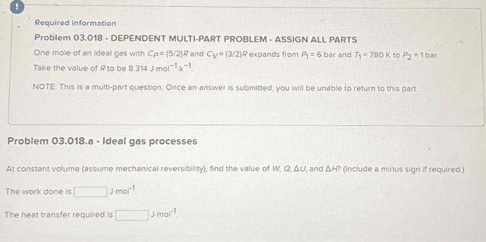 Solved Required information Problem 03.018 - DEPENDENT | Chegg.com