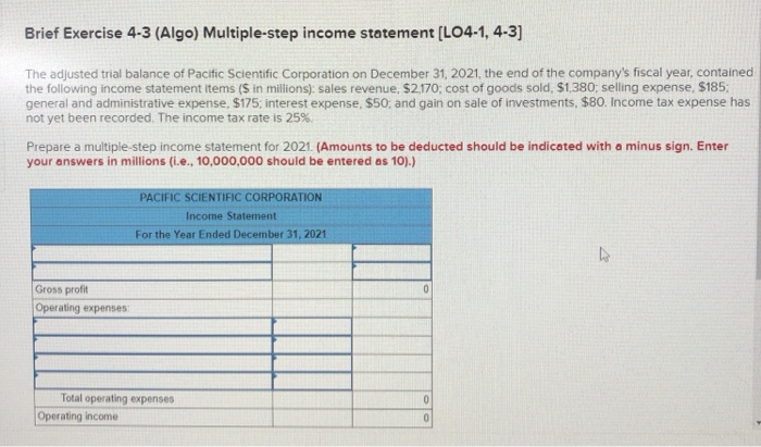 Solved Brief Exercise 4-3 (Algo) Multiple-step income | Chegg.com