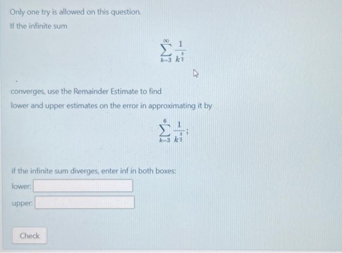 Solved Only one try is allowed on this question. If the | Chegg.com