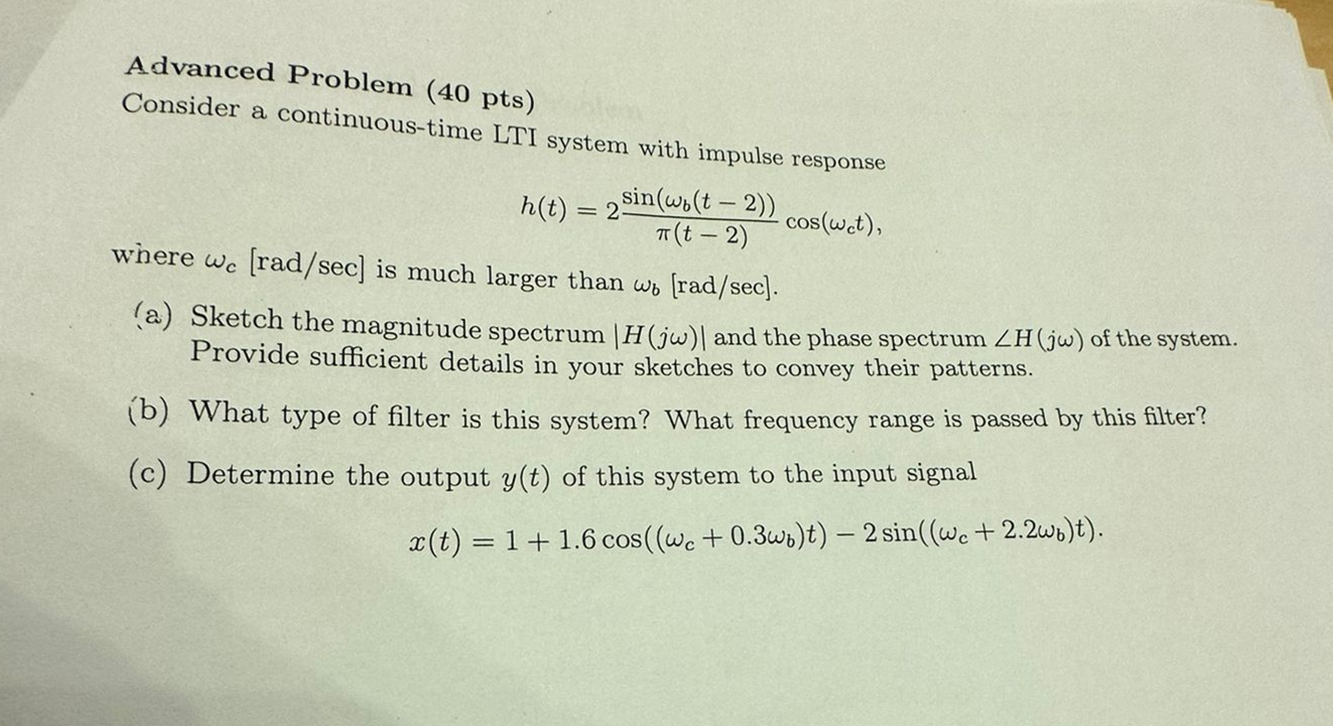 Solved Advanced Problem ( 40 ﻿pts )Consider a | Chegg.com