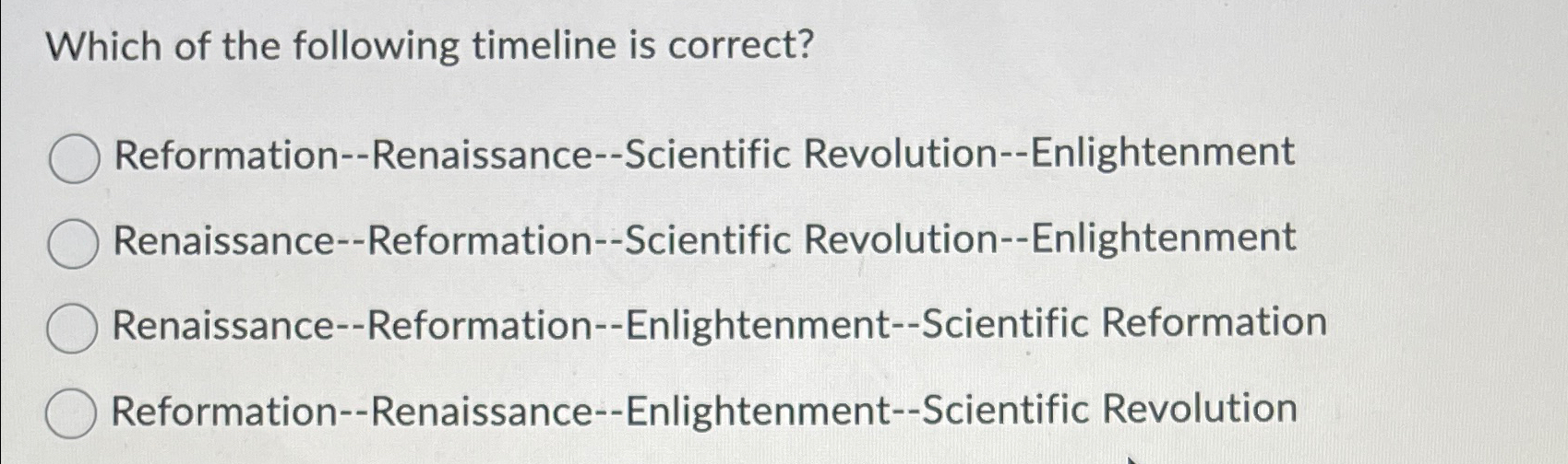 Which of the following timeline is | Chegg.com