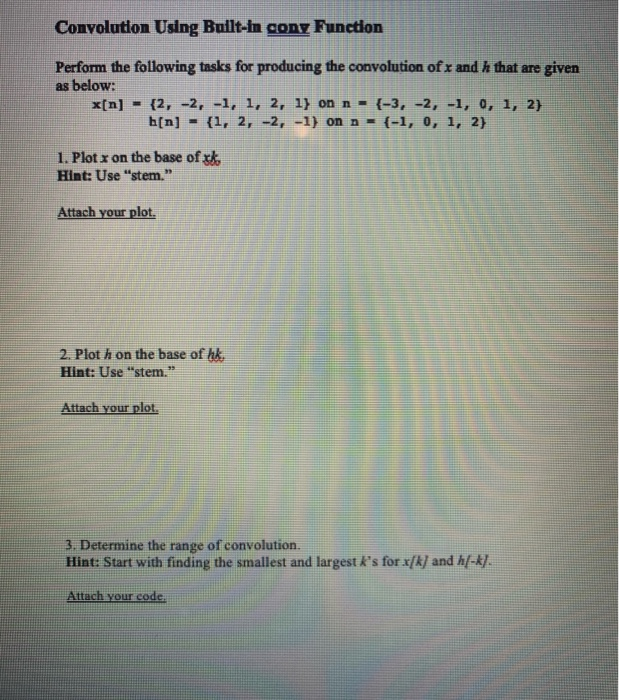 Solved Convolution Using Built In Cony Function Perform The
