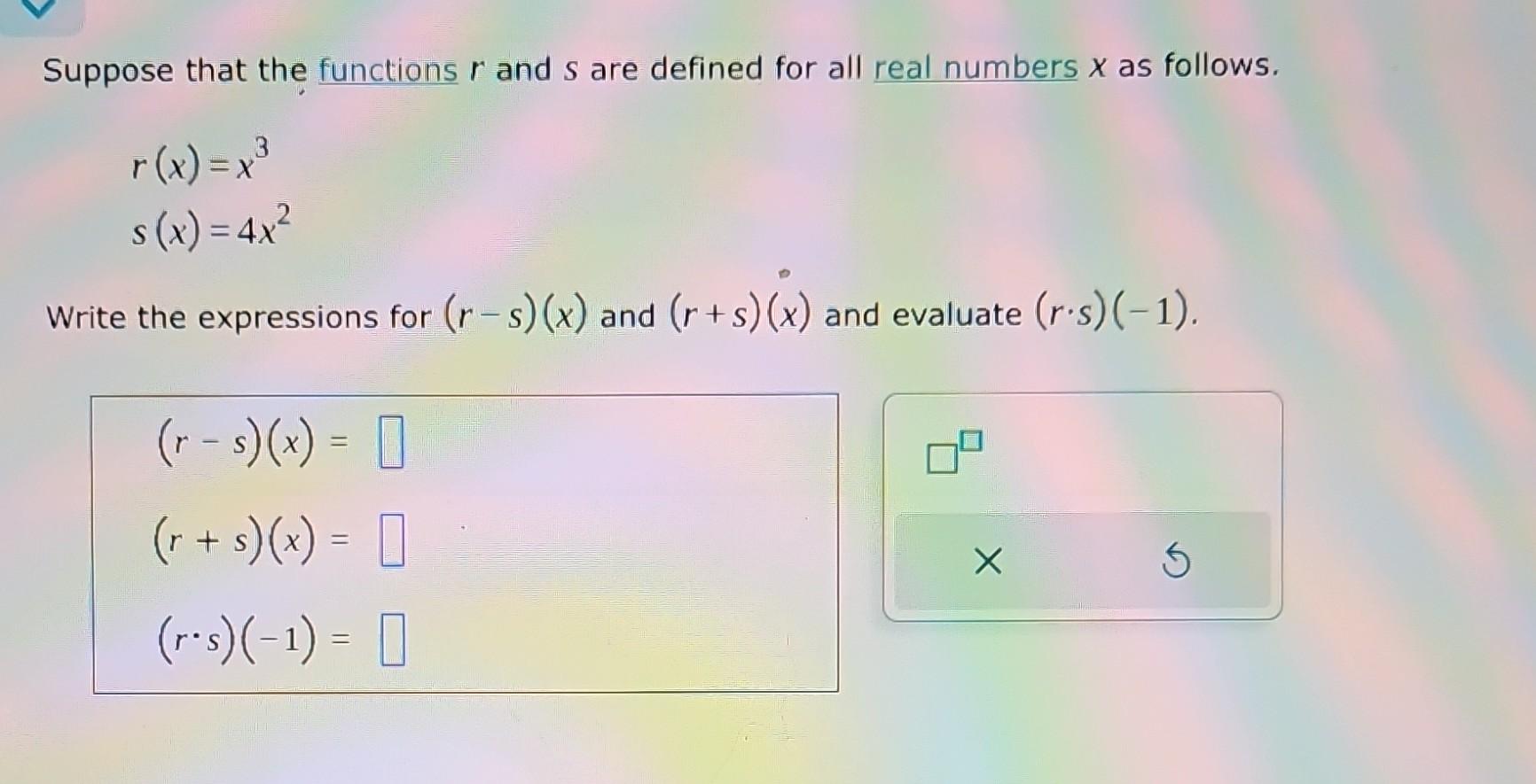 Solved Suppose that the functions r and s are defined for | Chegg.com