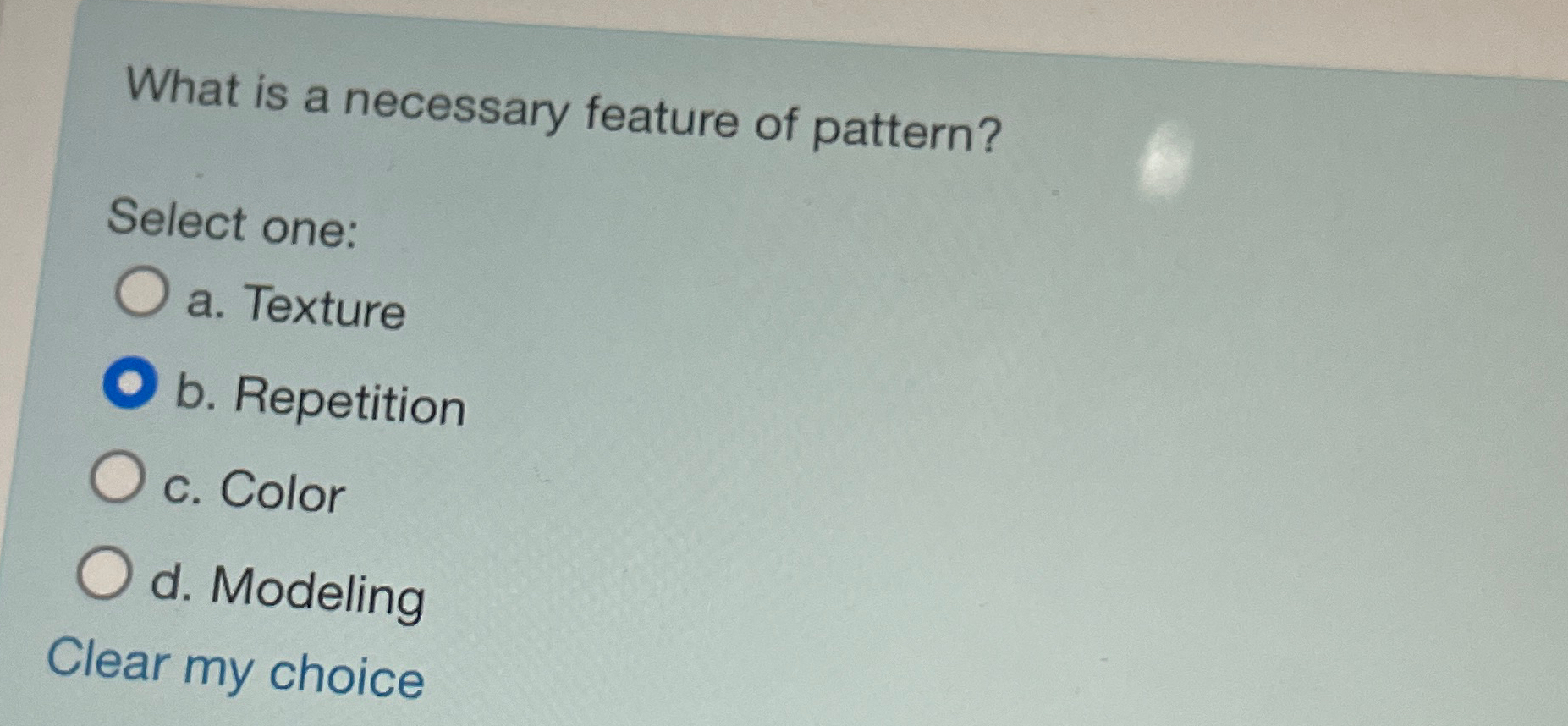 Solved What is a necessary feature of pattern?Select one:a. | Chegg.com