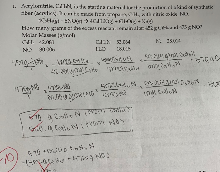 Solved 1. Acrylonitrile, C3H3N, is the starting material for | Chegg.com