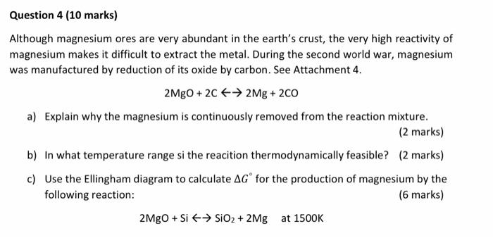 Solved Although magnesium ores are very abundant in the | Chegg.com
