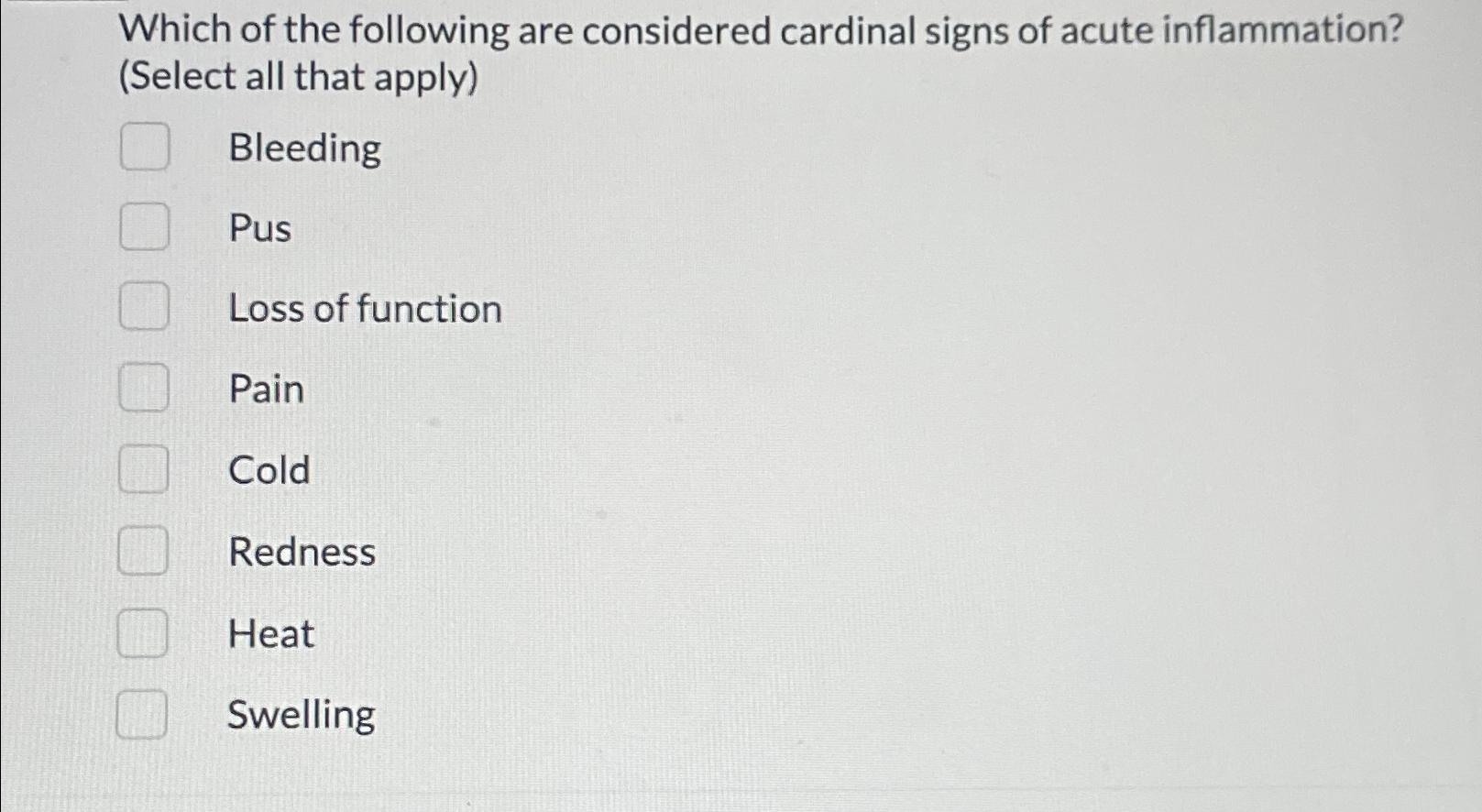 Solved Which of the following are considered cardinal signs | Chegg.com