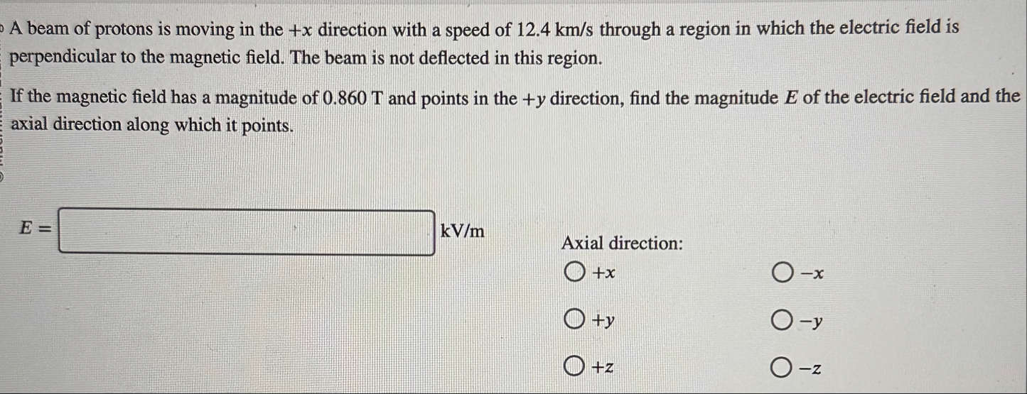 Solved A beam of protons is moving in the x ﻿direction with | Chegg.com