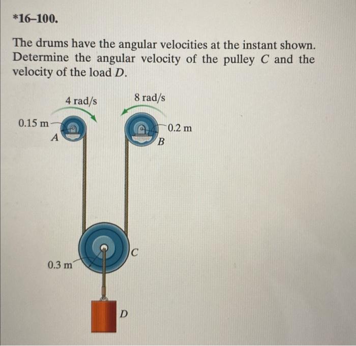 Solved The drums have the angular velocities at the instant | Chegg.com