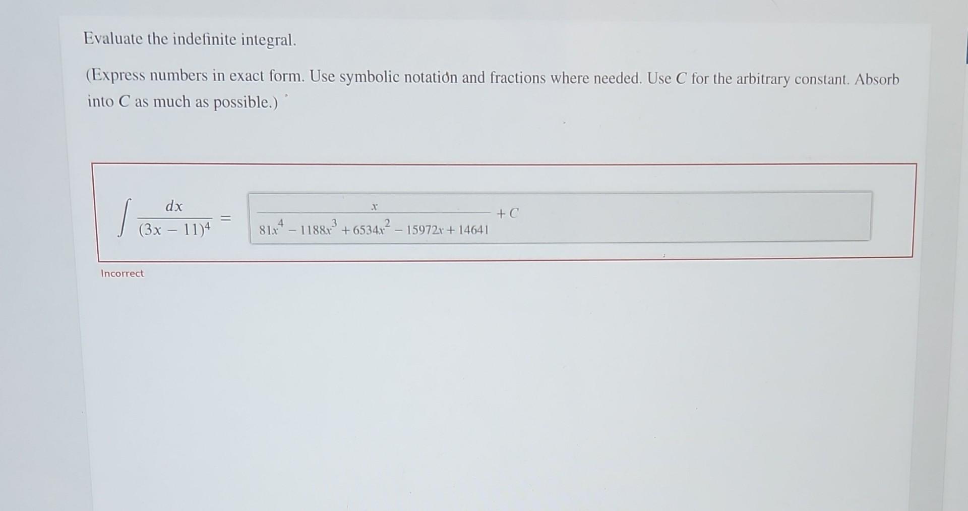Solved Evaluate the indefinite integral. (Express numbers in | Chegg.com