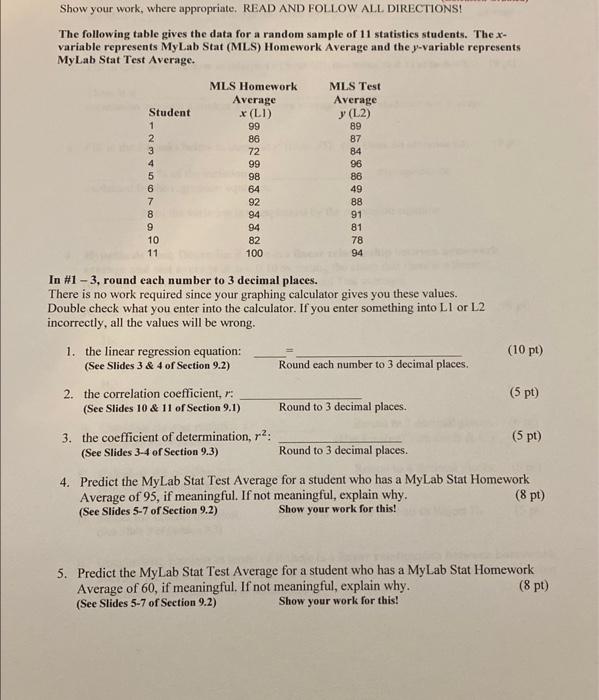 Solved Show your work, where appropriate, READ AND EOLLOW | Chegg.com