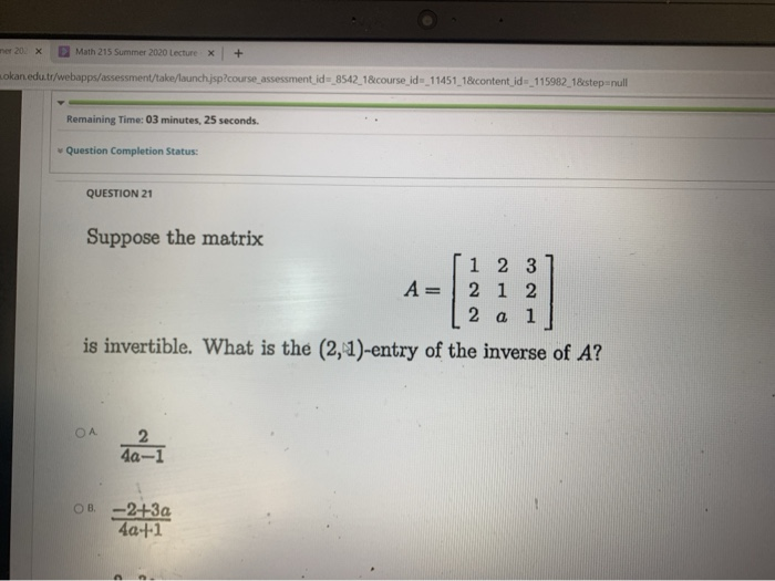 Solved ner 20 x Math 215 Summer 2020 Lecture X + | Chegg.com