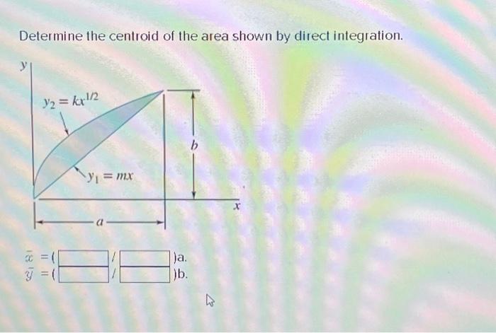 Solved Determine the centroid of the area shown by direct | Chegg.com