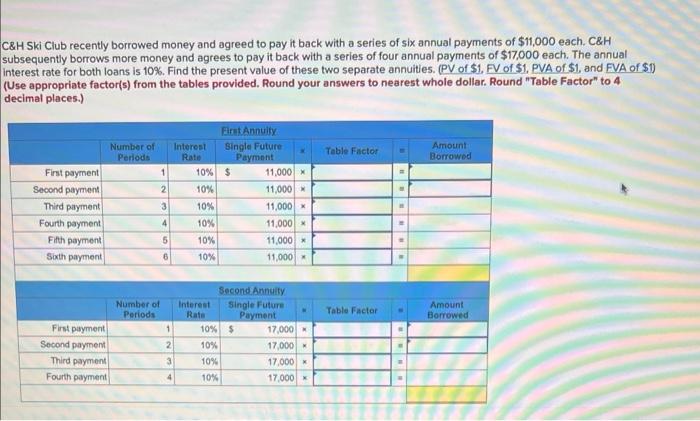 Solved C\&H Ski Club recently borrowed money and agreed to | Chegg.com