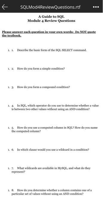 Solved A Guide to SQL Module 4 Review Questions Please | Chegg.com