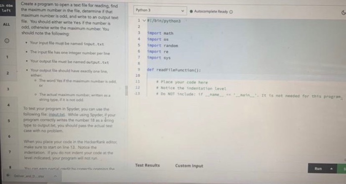 Solved 1h 4 left Python 3 w Autocomplete yo Create a program | Chegg.com