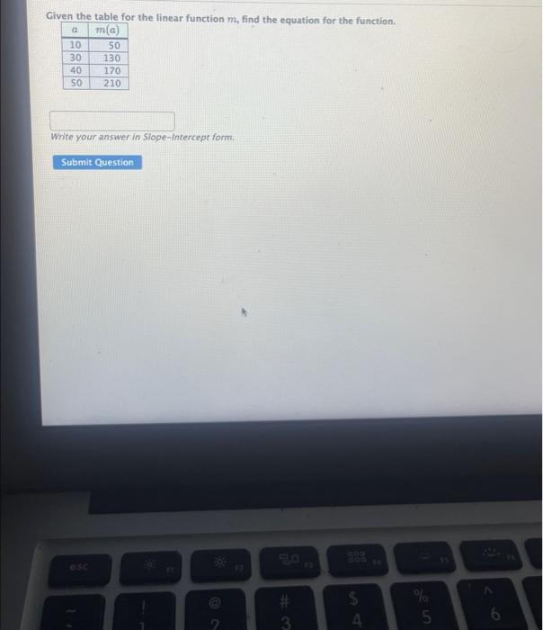 Solved Given the table for the linear function m, find the | Chegg.com