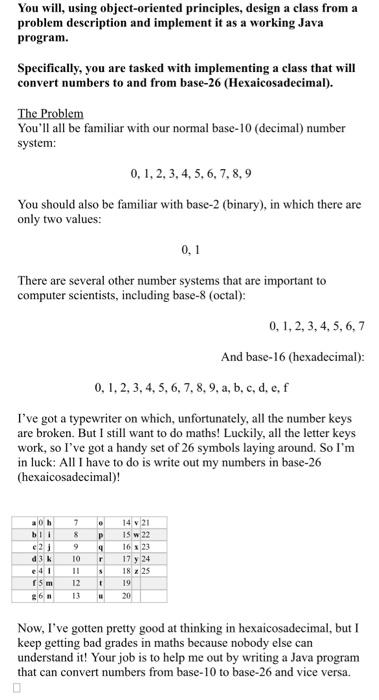 Solved You will, using object-oriented principles, design a | Chegg.com
