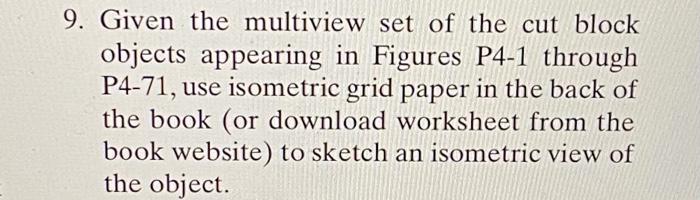 Solved 9. Given the multiview set of the cut block objects | Chegg.com