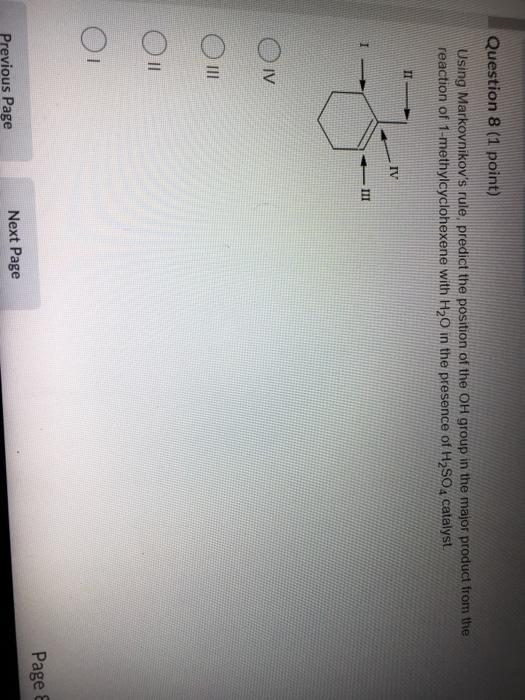 Solved Question 8 (1 point) Using Markovnikov's rule, | Chegg.com