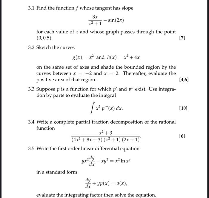 Solved 3.1 Find the function f whose tangent has slope | Chegg.com
