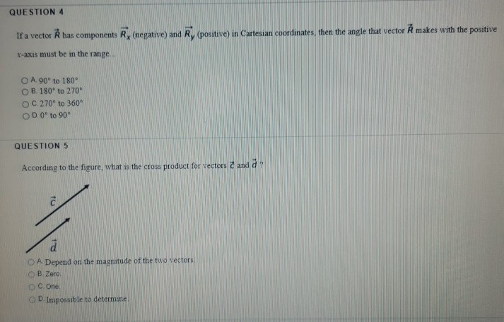 Solved QUESTION 4 If a vector R has components R, (negative) | Chegg.com