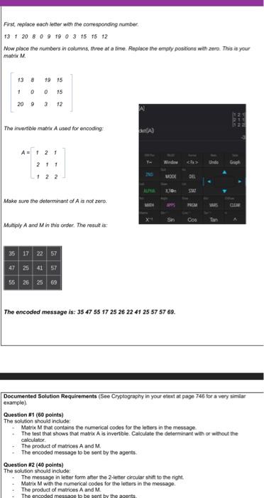 Encoding and Decoding Messages Two special agents | Chegg.com