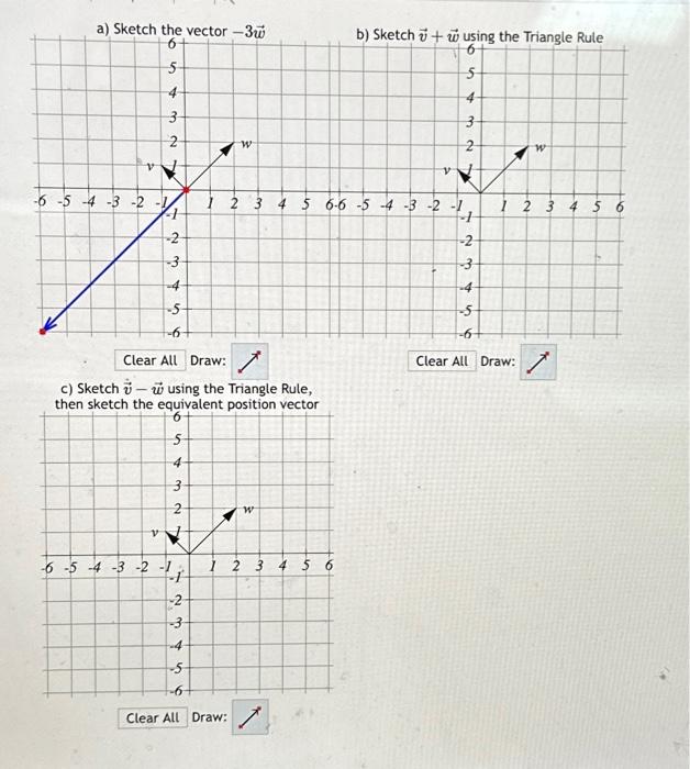 Solved Draw: Draw: c) Sketch v−w using the Triangle Rule, | Chegg.com