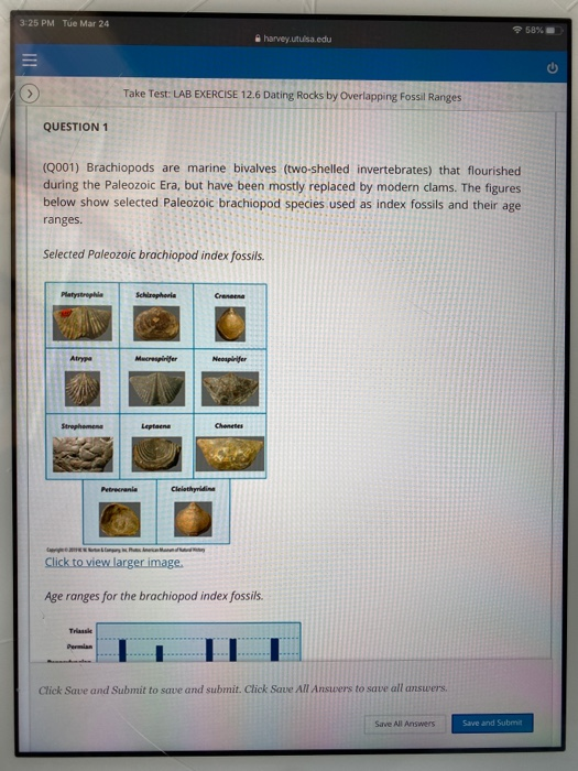 3:25 PM Tue Mar 24 58% harvey.utulsa.edu Take Test: | Chegg.com
