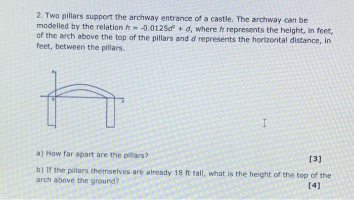Solved 2. Two pillars support the archway entrance of a | Chegg.com