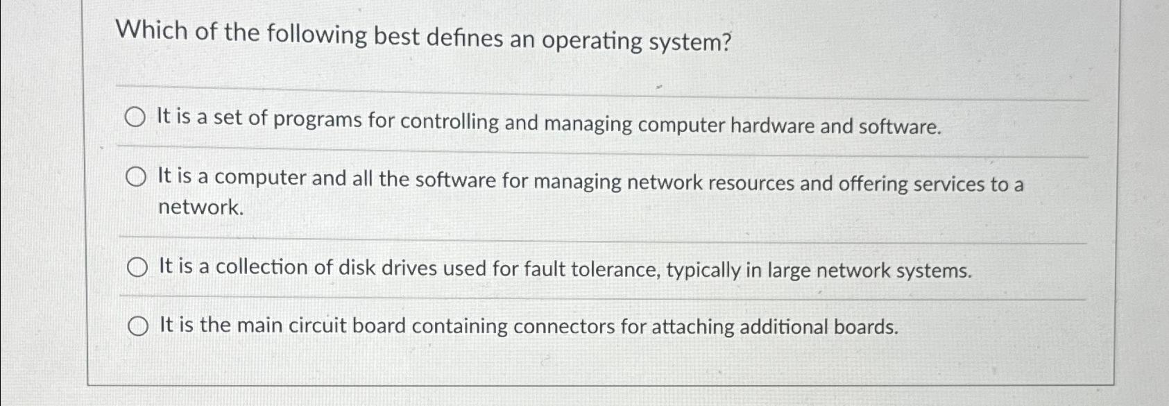 Solved Which of the following best defines an operating | Chegg.com